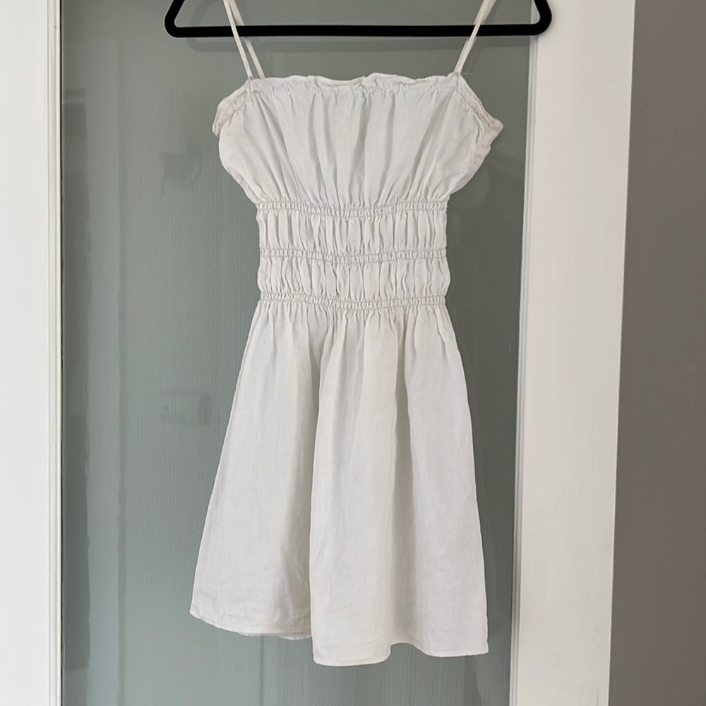 Reformation Tabatha White Linen Mini Dress - 8 - Gem